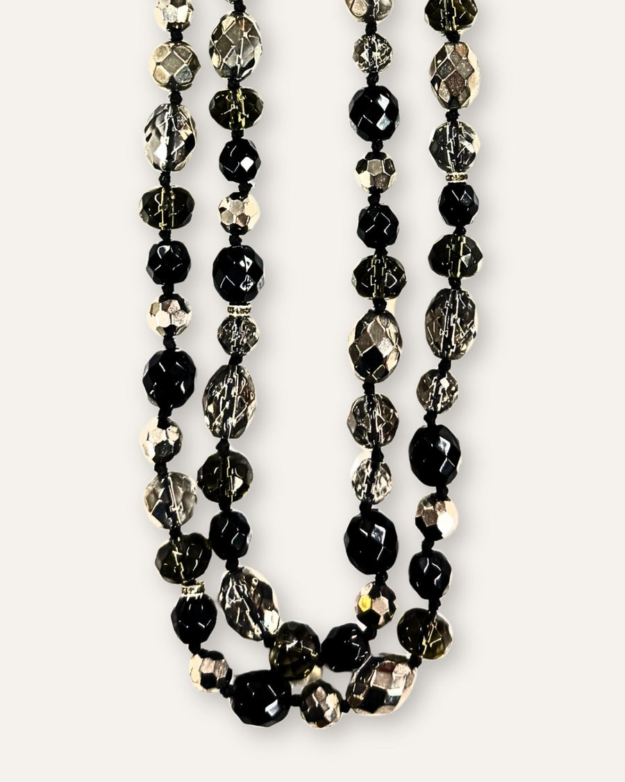 Silver & Jet Crystal Glass Double Wrap Necklace – Stella & Dot